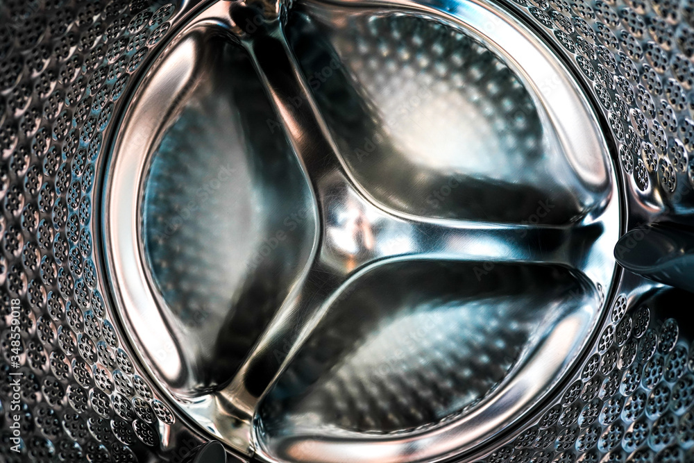 Washing machine drum interior. Perforated stainless steel drum for ...