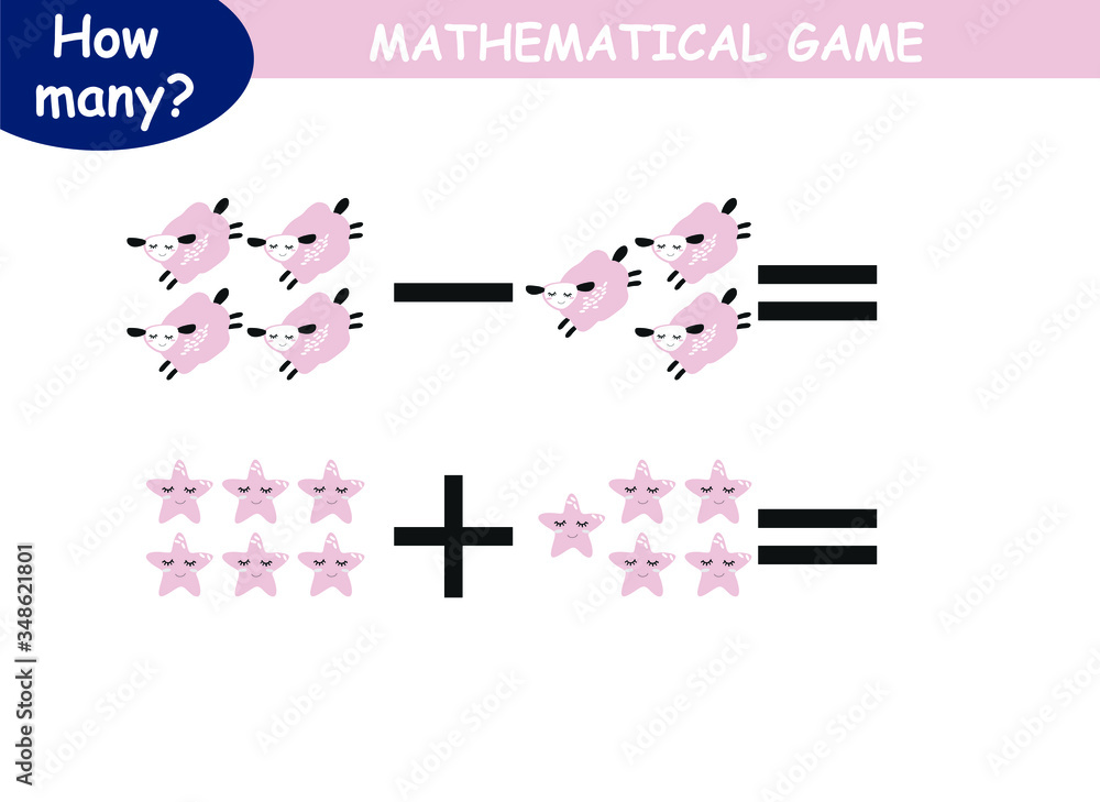 examples of addition and subtraction. educational page with ...