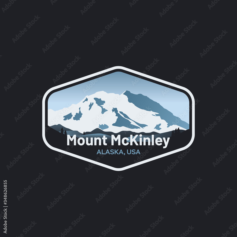 Mount McKinley Denali National Park USA Logo Badge Emblem Vector ...