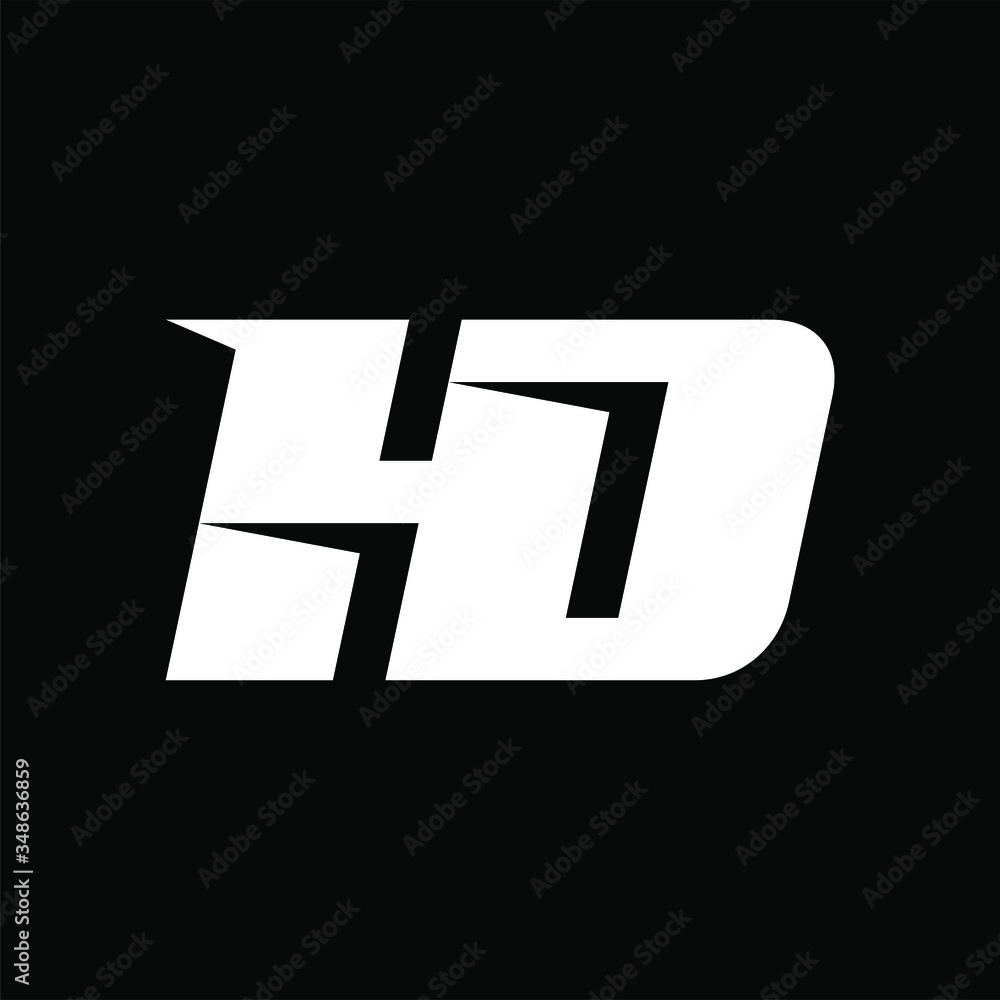 Initial letter HD logo template with sporty simple cut font ...