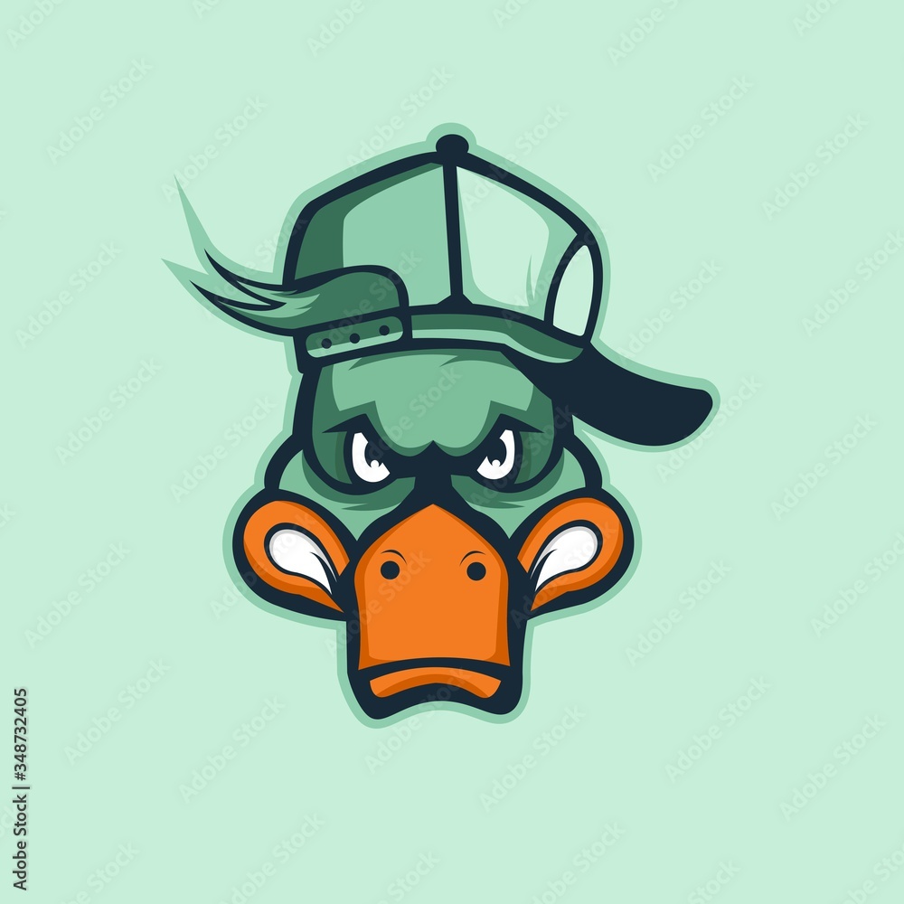 Duck mascot logo design with modern illustration concept style for ...