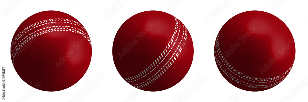 red cricket ball in realistic style on a white background. Summer team ...