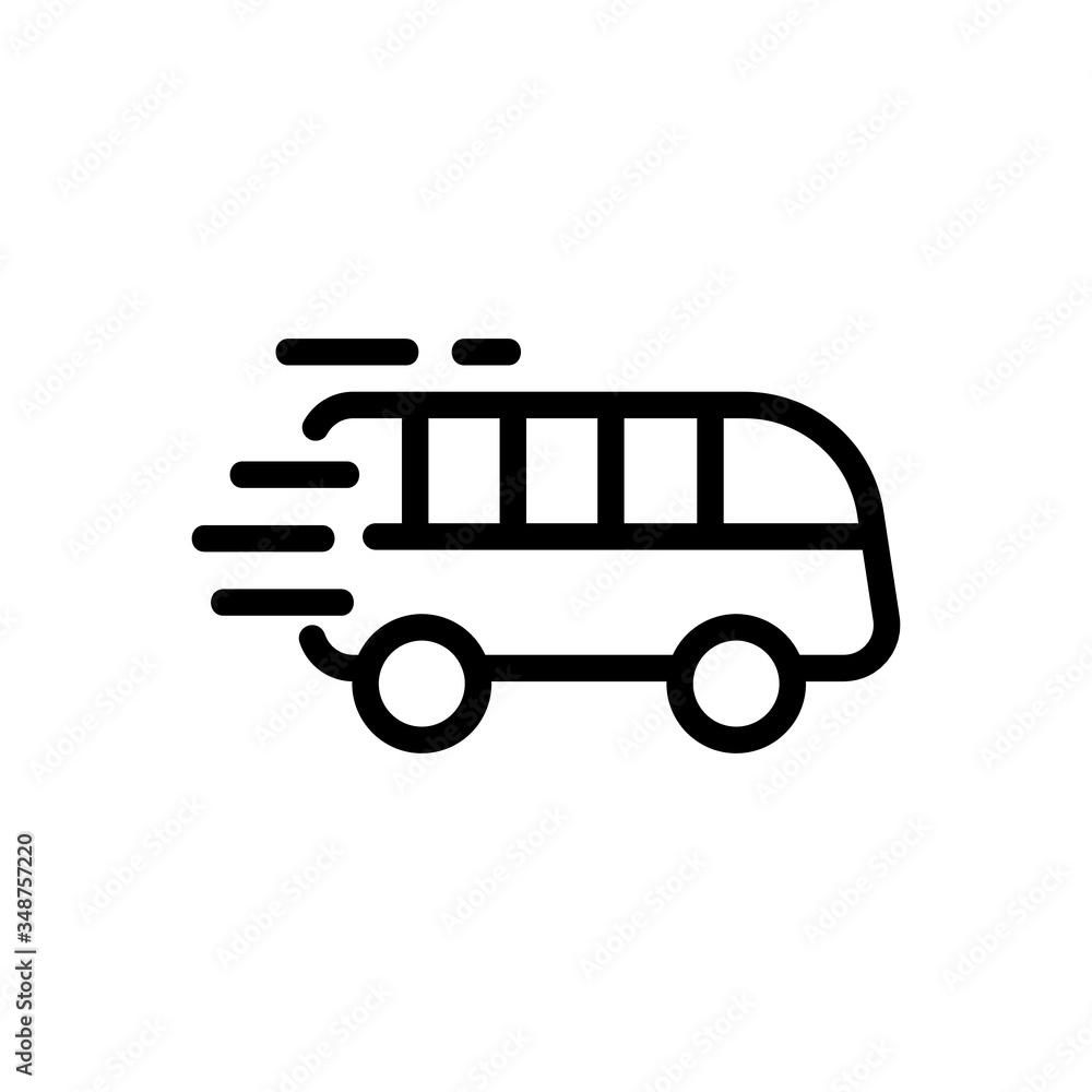 riding bus on way icon vector. riding bus on way sign. isolated contour ...