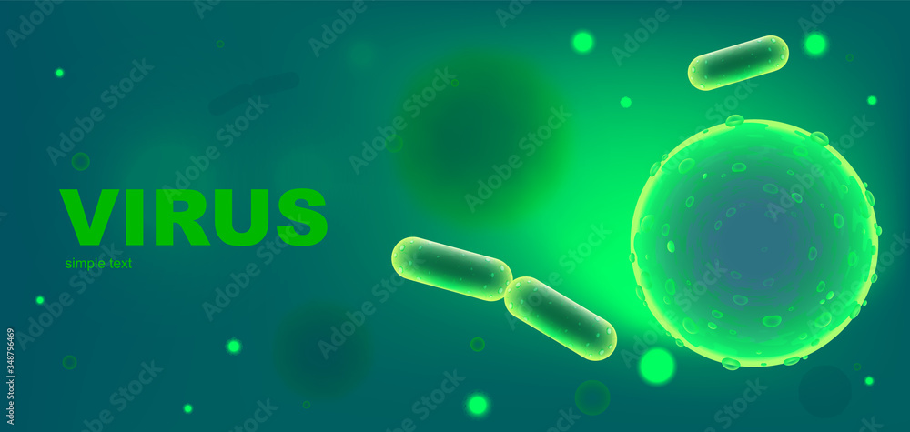 Virus realistic vector banner template. Virology research. Infection ...