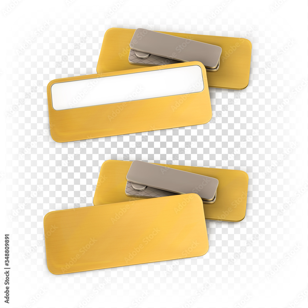 Mockup of metallic gold badge for corporate companies, person ...