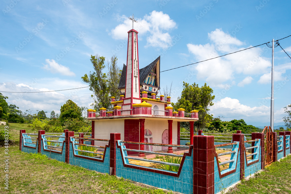 Multi-story grave from the Batak people of Toba in the North Sumatra ...