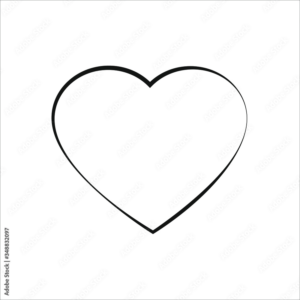 Heat shape with uneven line, nonuniform black outline, vector ...