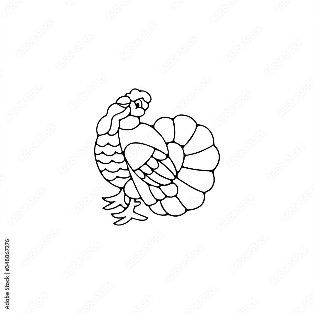 Vector de Stock Turkey bird. Side view. Black and white color. Symbol ...