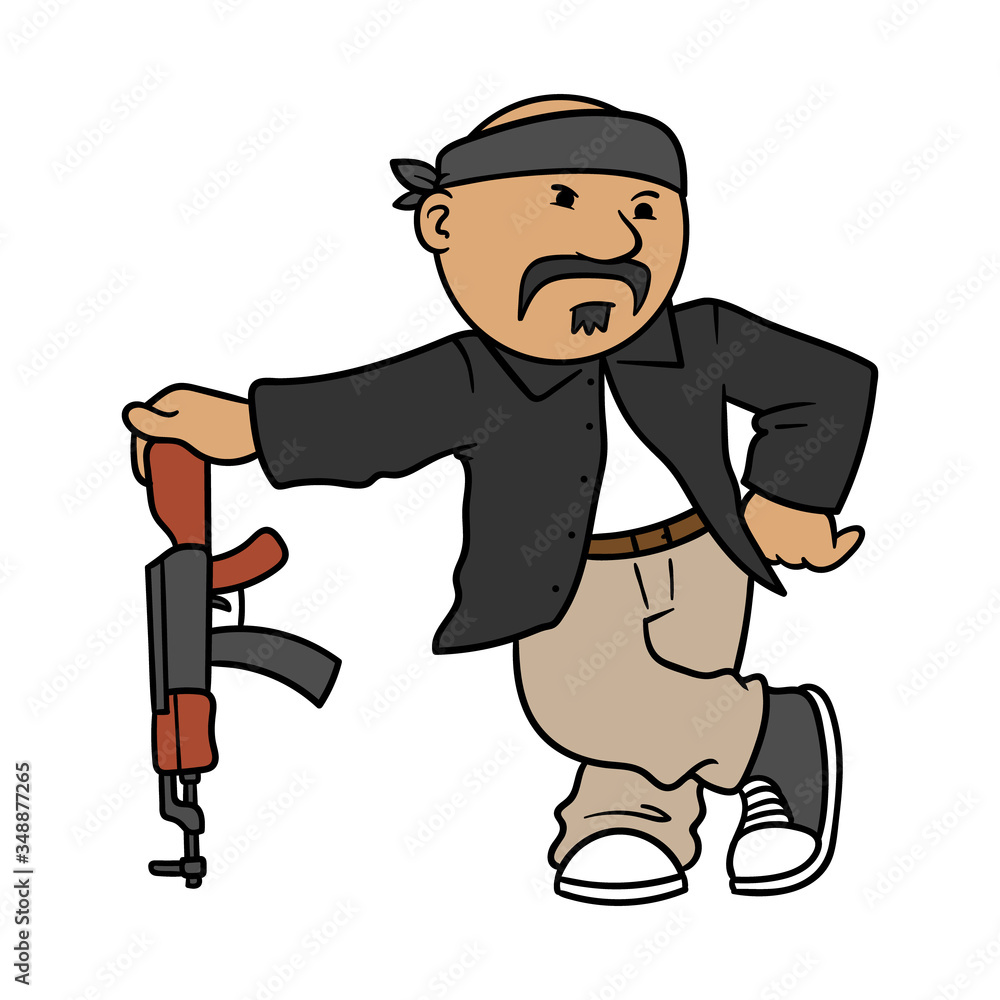 Cartoon Mexican Gangster With Rifle Illustration Stock Vector | Adobe Stock