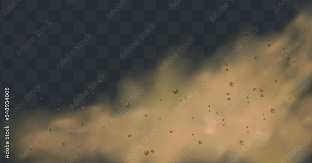 Dust cloud with particles with dirt,cigarette smoke, smog, soil and ...