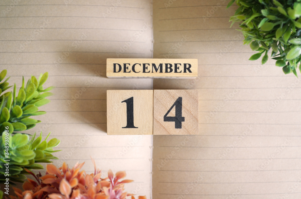December 14, Appointment date with number cube design for background ...