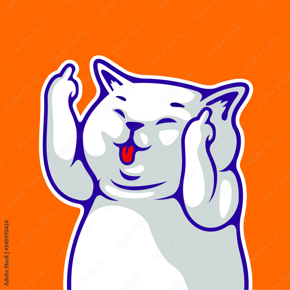 Image vectorielle Stock Smiling Face White Cute Cat Animal With Tongue ...
