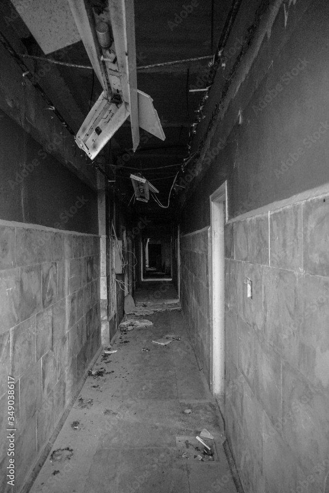 Ruins of abandoned buildings in 1986. Soviet architecture in Chernobyl ...