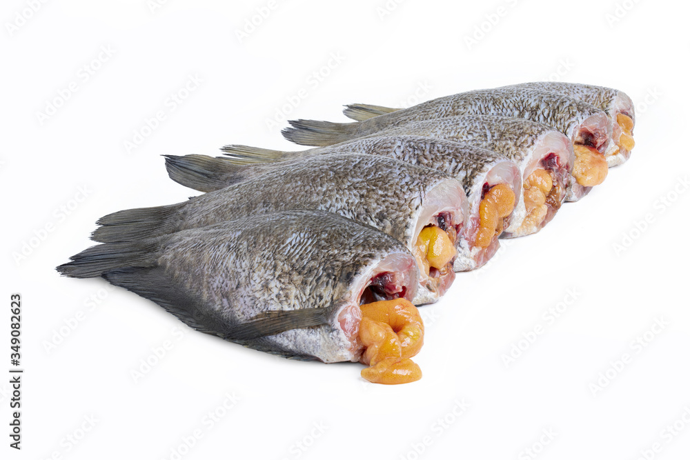 Close up of dried snake skin gourami fish, Pla salid (Trichogaster ...