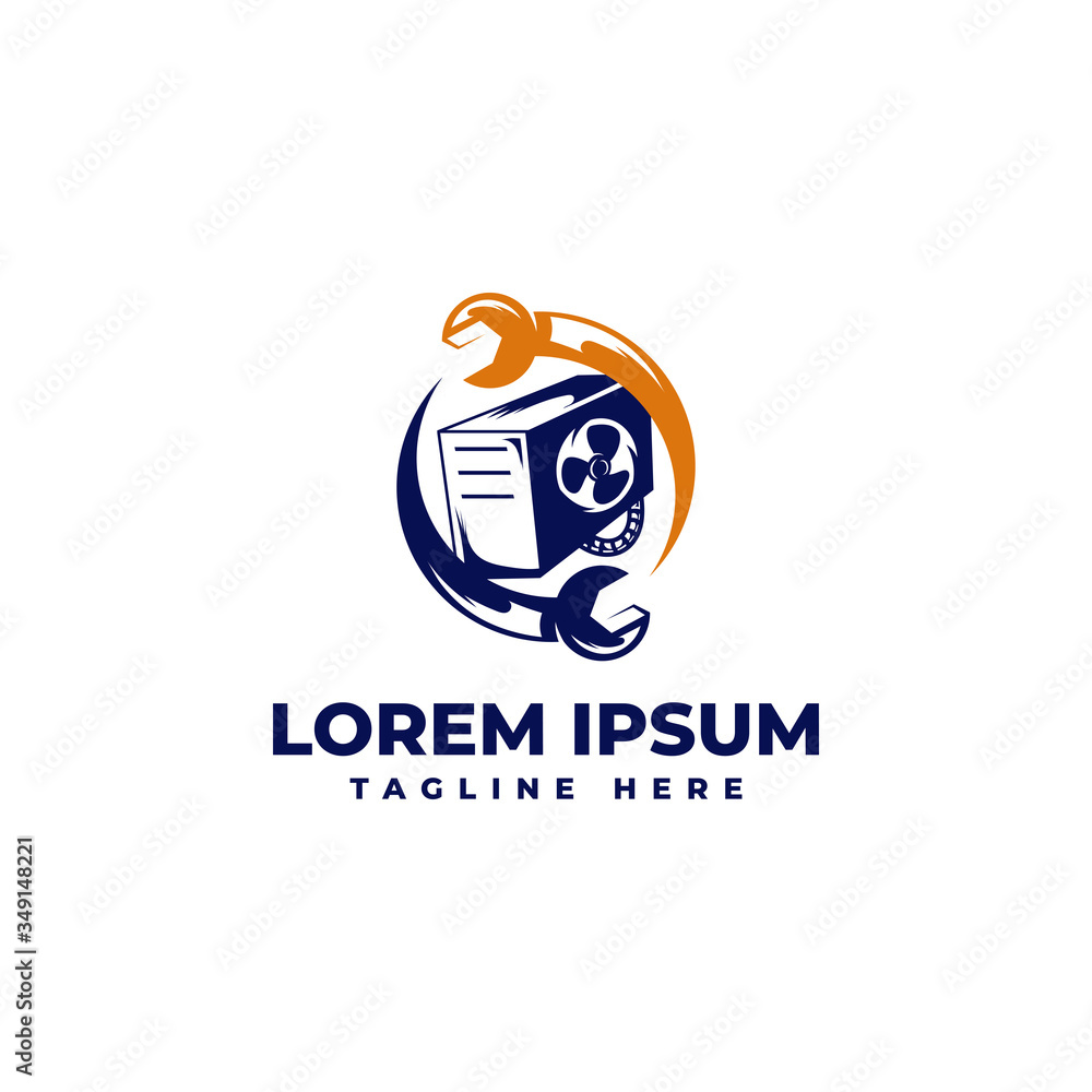 Repair Air Conditioner with Outdoor Unit Compressor Logo Vector Icon ...