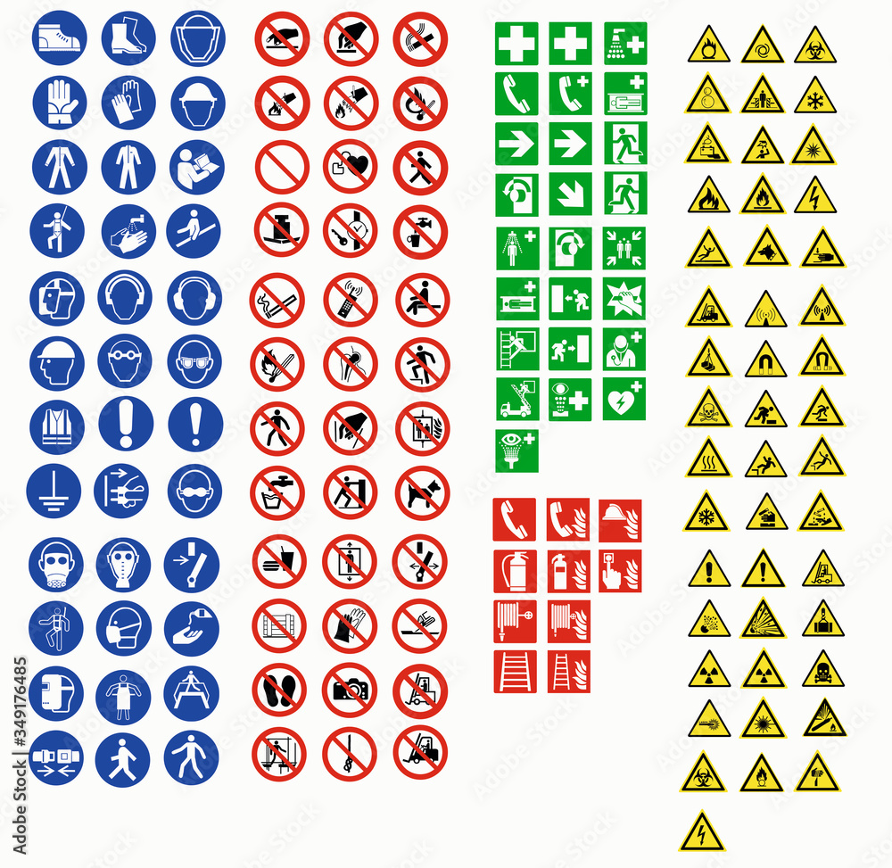 ISO 7010 SIGN WARNING SET SYMBOL SAFETY Stock Vector | Adobe Stock