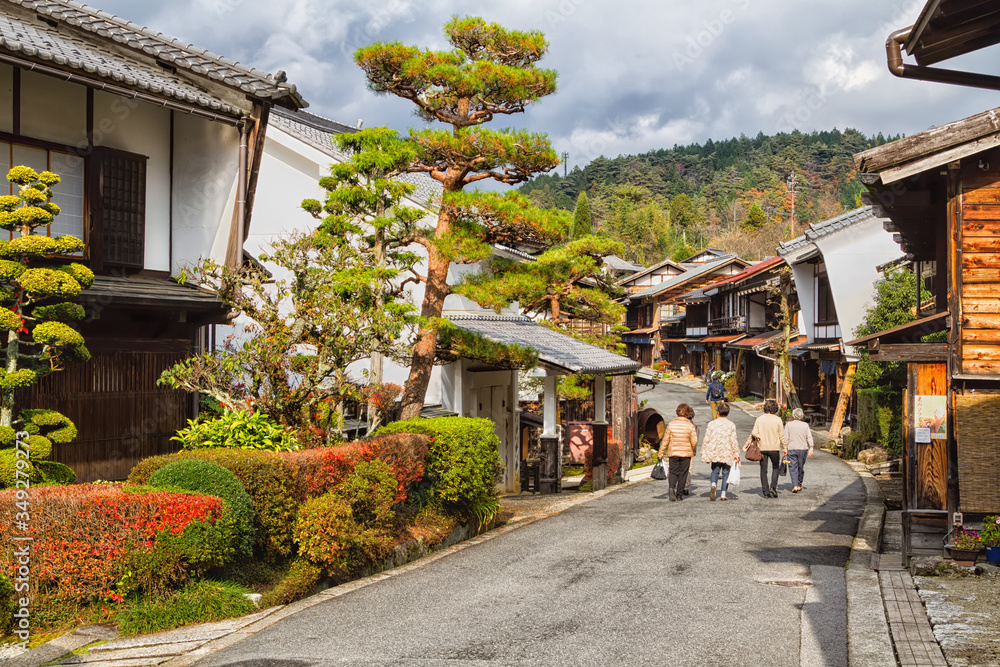 Tsumago, scenic traditional post town in Japan from Edo period. Famous ...