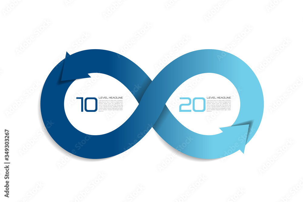 Infinity arrows infographic. 2 step options template, scheme, diagram ...