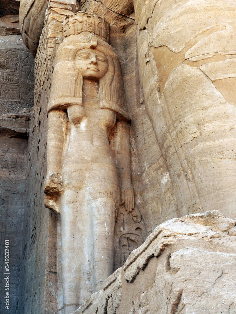 Statue of queen Nefertari at the great temple of Pharaoh Ramses II in ...