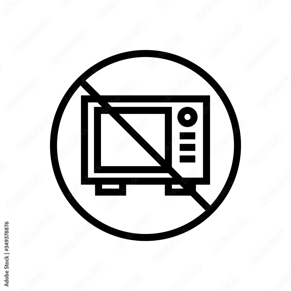 do not microwave icon, do not oven safe, in outline style on white ...