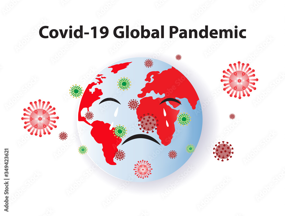 Covid-19 Global Pandemic and globe crying,vector illustration.Covid-19 ...