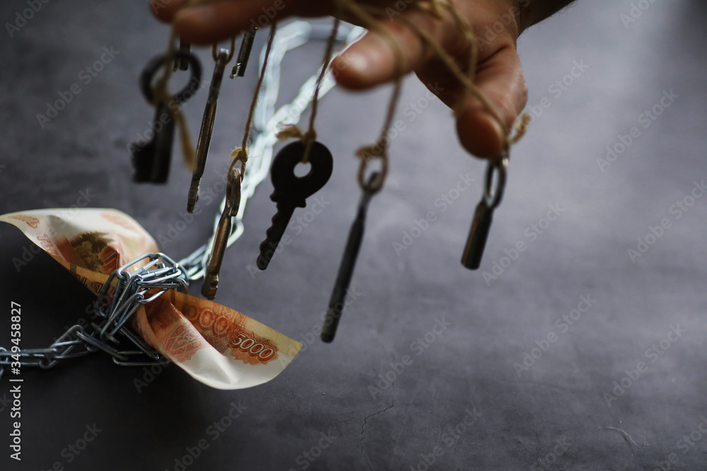 Business concept. The depreciation of the national currency. Bill with ...