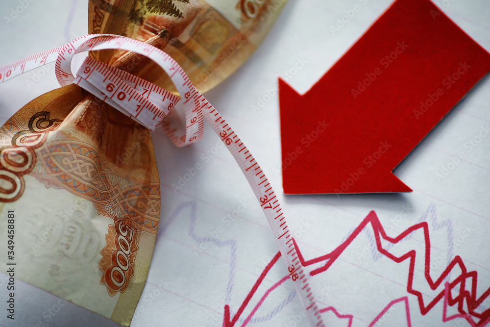 Business concept. The depreciation of the national currency. Bill with ...