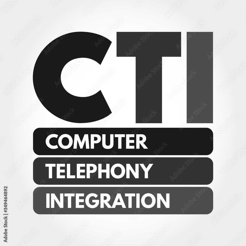 CTI - Computer Telephony Integration acronym, technology concept ...