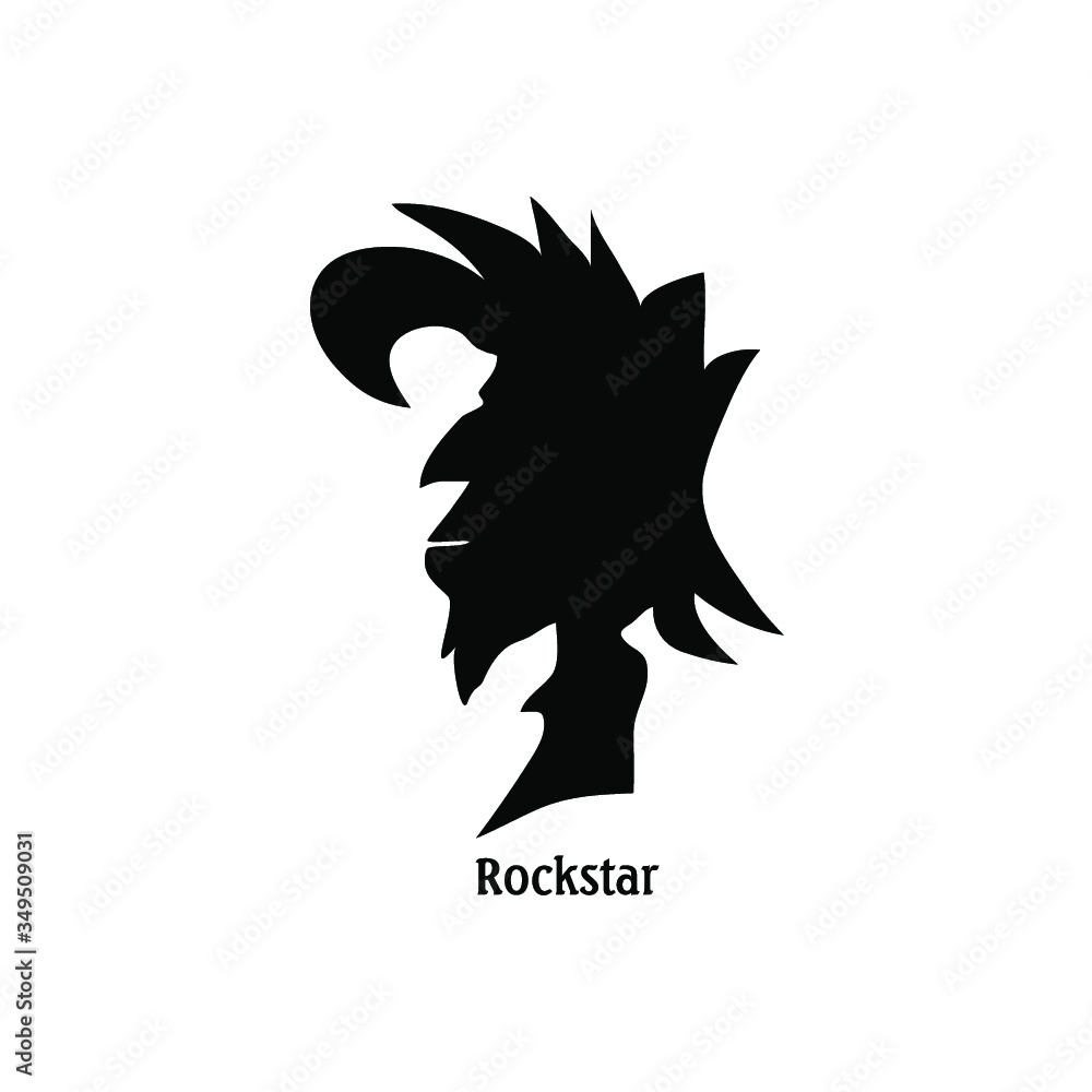 Rocker musician man rock star singer hipster face logo icon silhouette ...