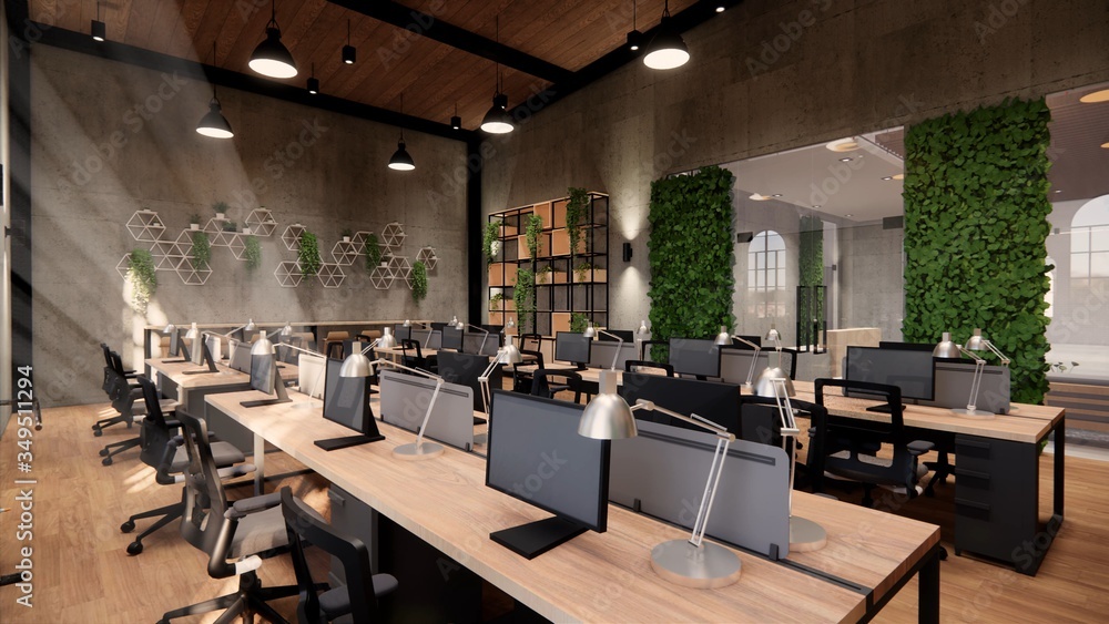 Interior Empty Modern Loft Office open space modern office footage ...