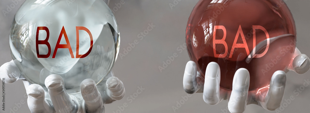 bad and bad in a balanced life - pictured as words bad,bad in hands to ...