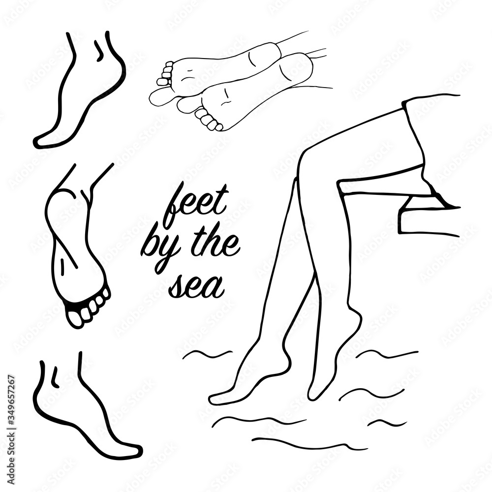 Hand drawn doodle illustration of legs, feet. Human concept design ...