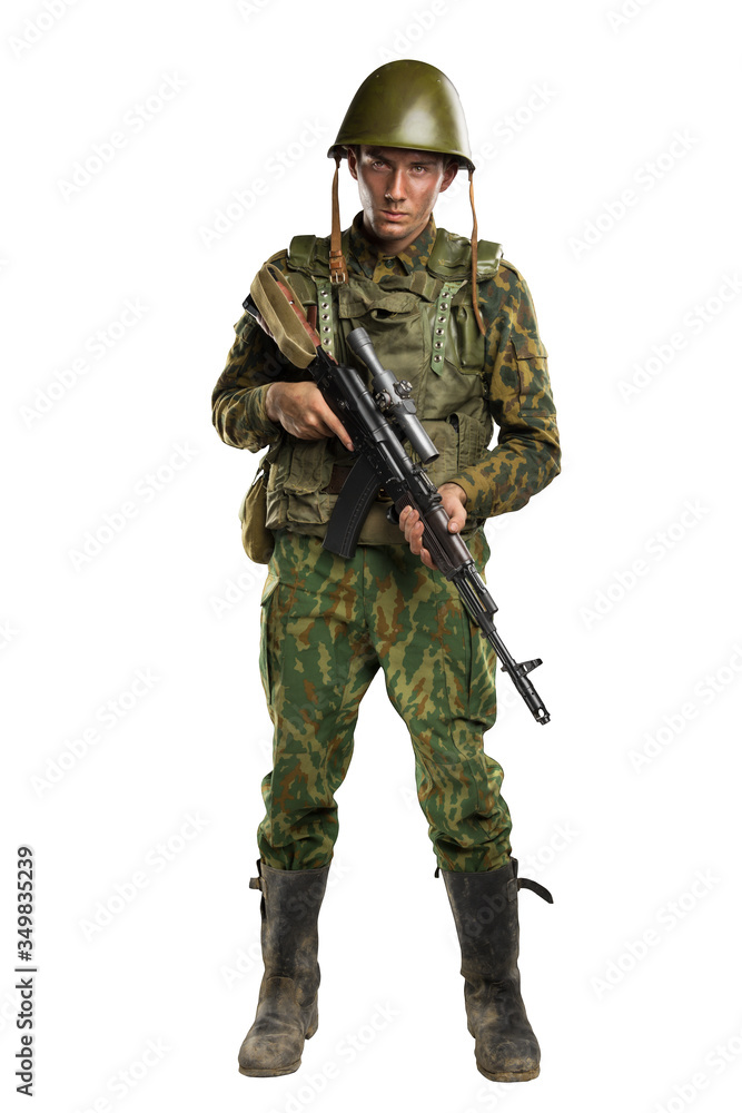 Male in uniform conforms to Russian army special forces (OMON) in War ...