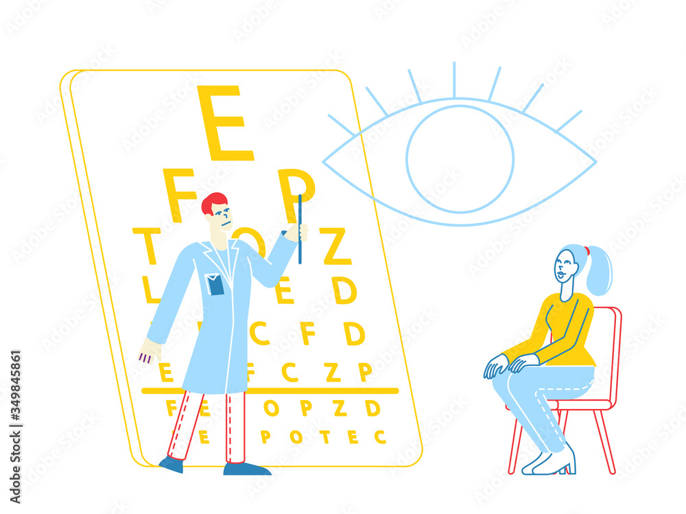 Patient Character at Ophthalmologist Doctor Eyesight Check Up for ...