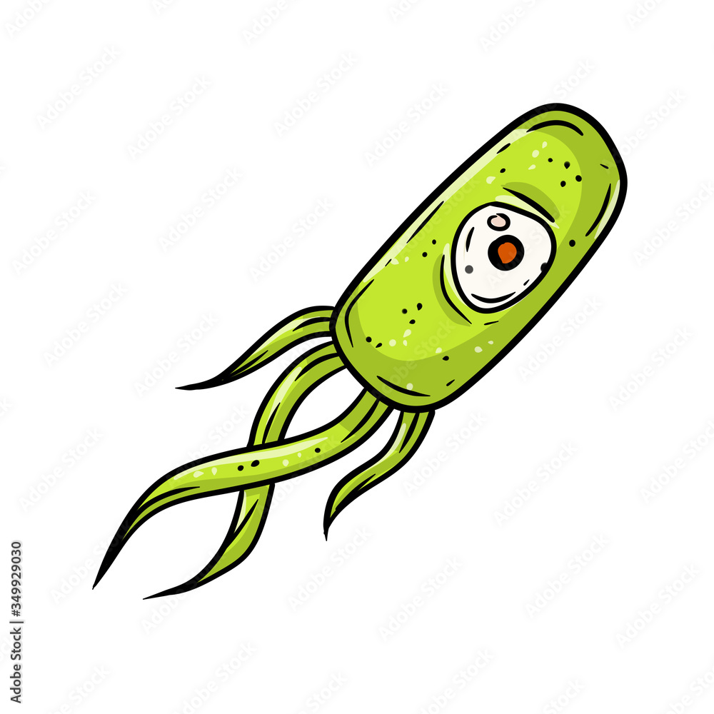 Virus and green bacteria. Causative agent. Micro-organism under ...