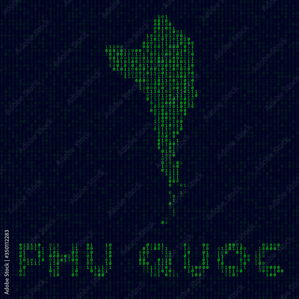 Digital Phu Quoc logo. Island symbol in hacker style. Binary code map ...