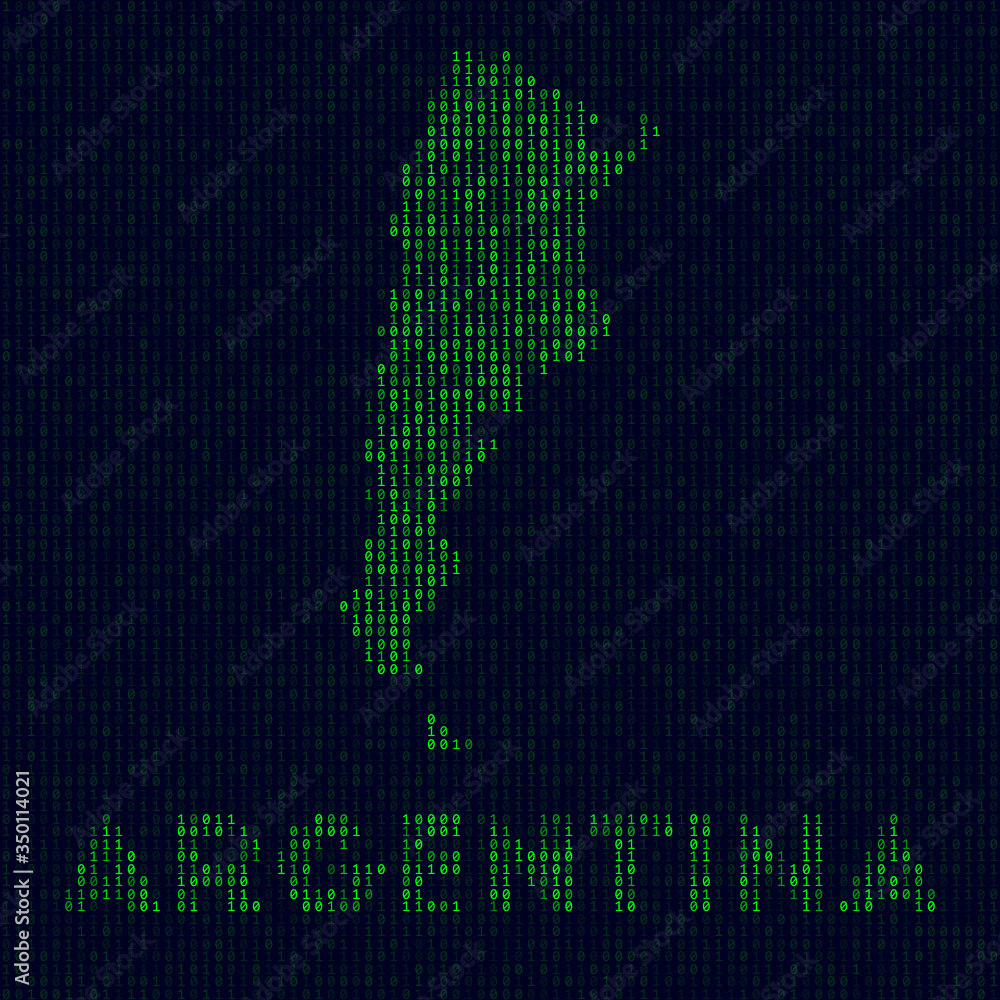 Digital Argentina logo. Country symbol in hacker style. Binary code map of Argentina with ...