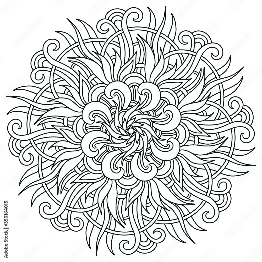 Mandala coloring book page. Line art, black and white illustrations ...