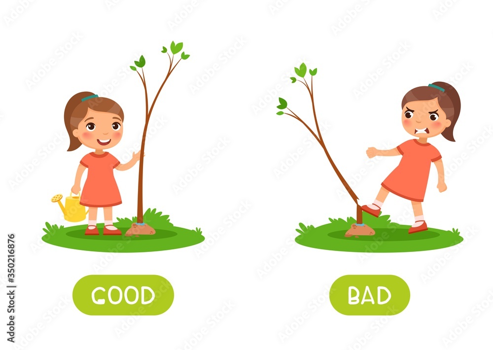 Kids flash card with opposites vector template. Word card for english ...
