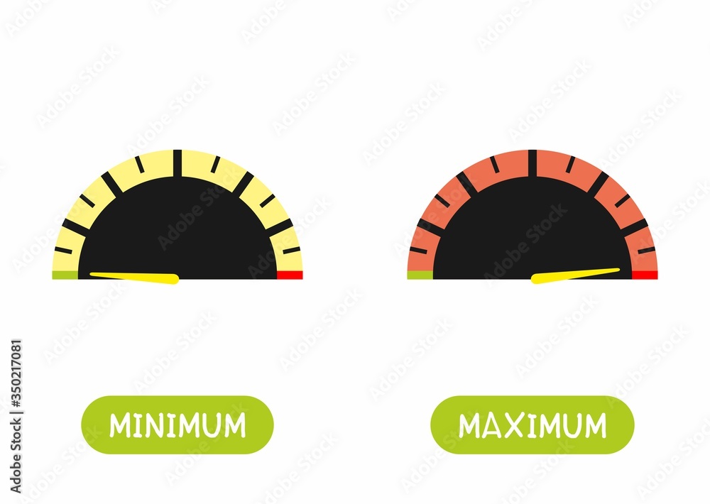 Vector de Stock Minimum and maximum antonyms word card flat vector ...