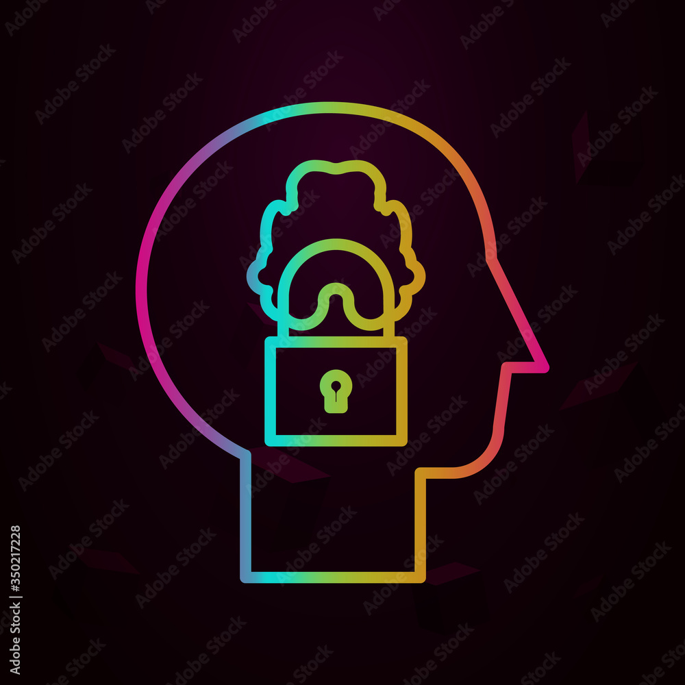 Human, lock, brain in mind nolan icon Simple thin line, outline vector ...