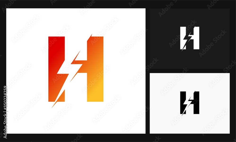 letter H lightning concept design electrical logo Stock Vector | Adobe ...