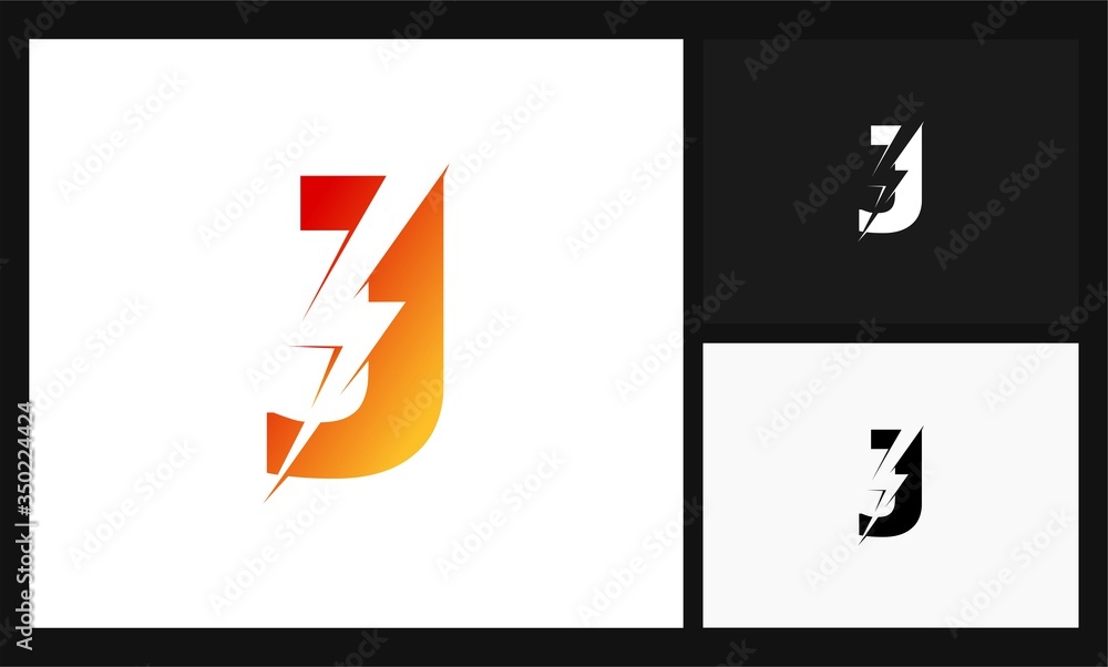 letter J lightning concept design electrical logo Stock Vector | Adobe ...