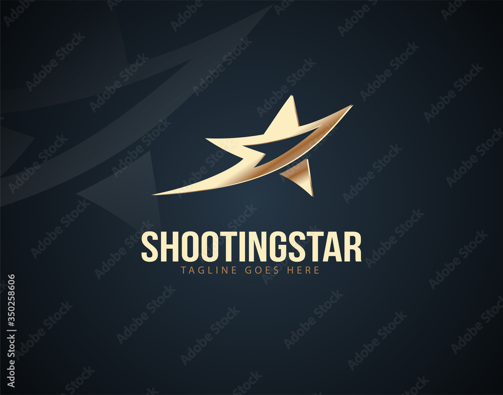 Modern and Luxury Shooting star design logo or icon template with gold ...