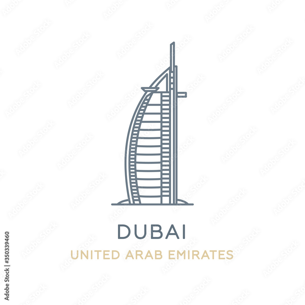 Dubai, United Arab Emirates. Line icon of the city in Western Asia ...