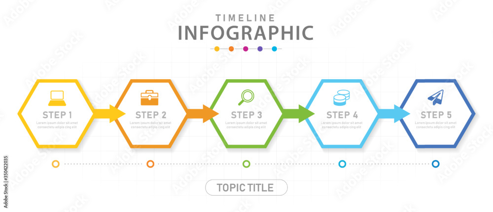 Infographic 5 Steps Modern Timeline hexagon diagram, presentation ...