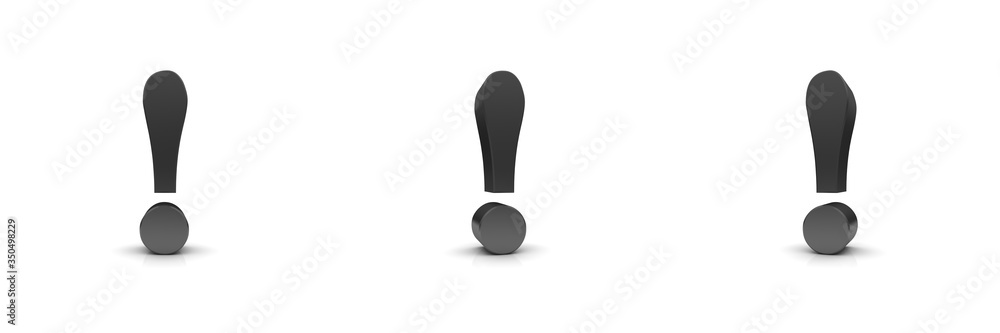 Exclamation point exclamation mark 3d black sign bang symbol screamer ...
