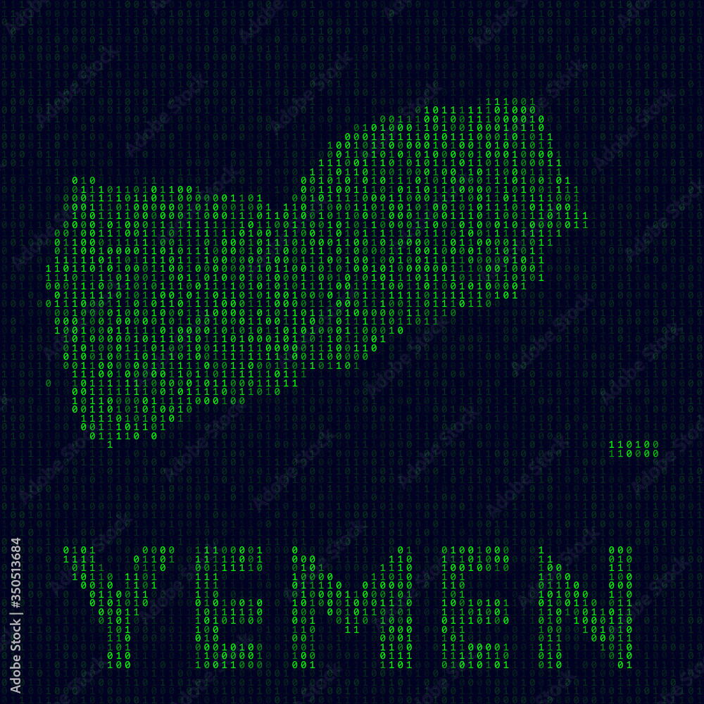 Digital Yemen logo. Country symbol in hacker style. Binary code map of ...