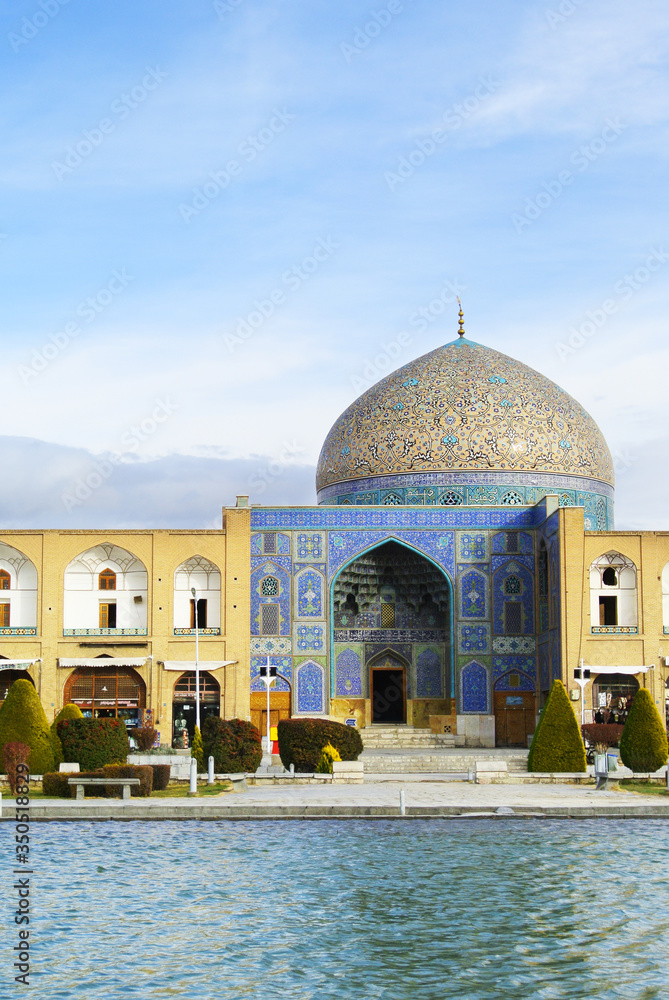 Sheikh Lotfollah Mosque at Naqsh-e Jahan Square in Isfahan, Iran. Main ...