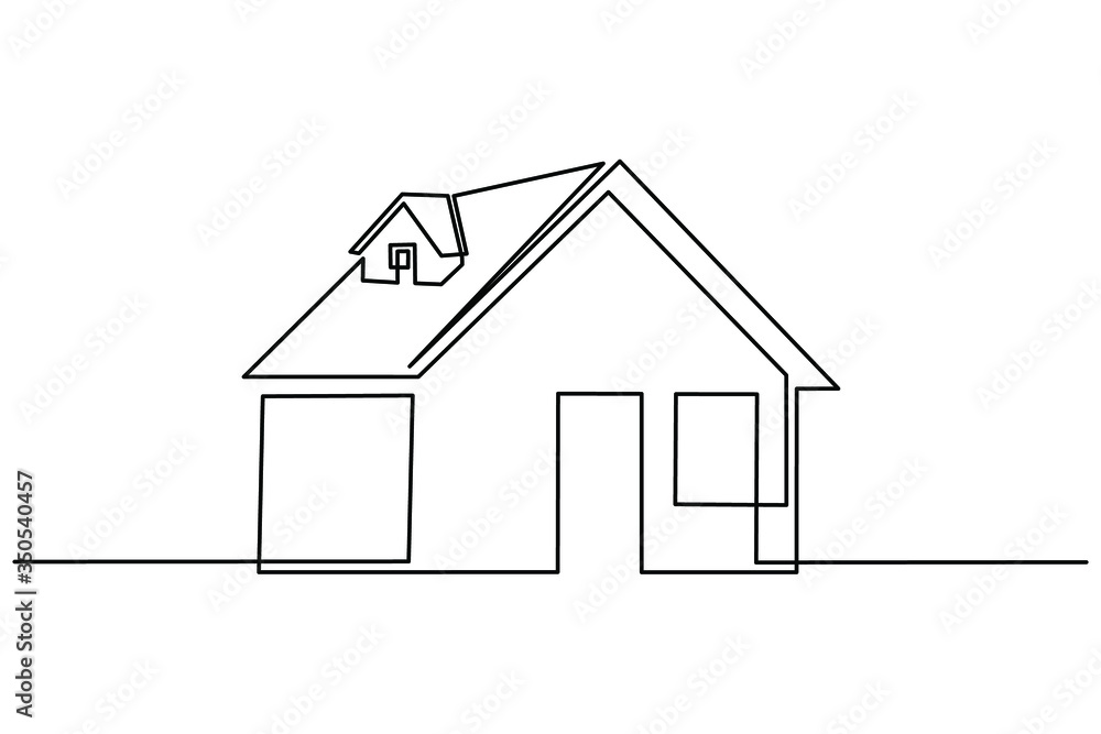 Continuous line drawing of exterior appearance of the front of the ...